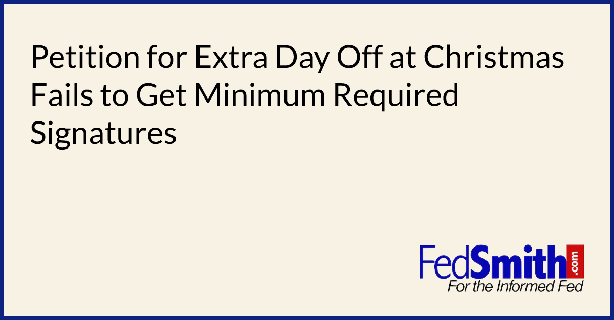 Petition For Extra Day Off At Christmas Fails To Get Minimum Required ...